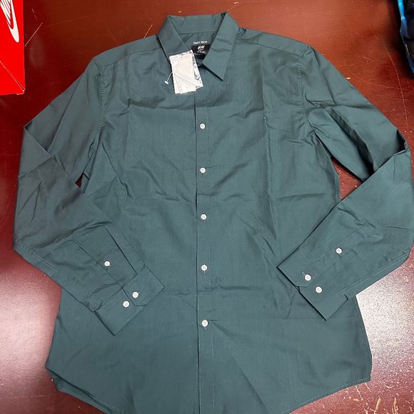 H&M | Shirts | Hm Mens Green Long Sleeve Collared Casual Slim Fit ...